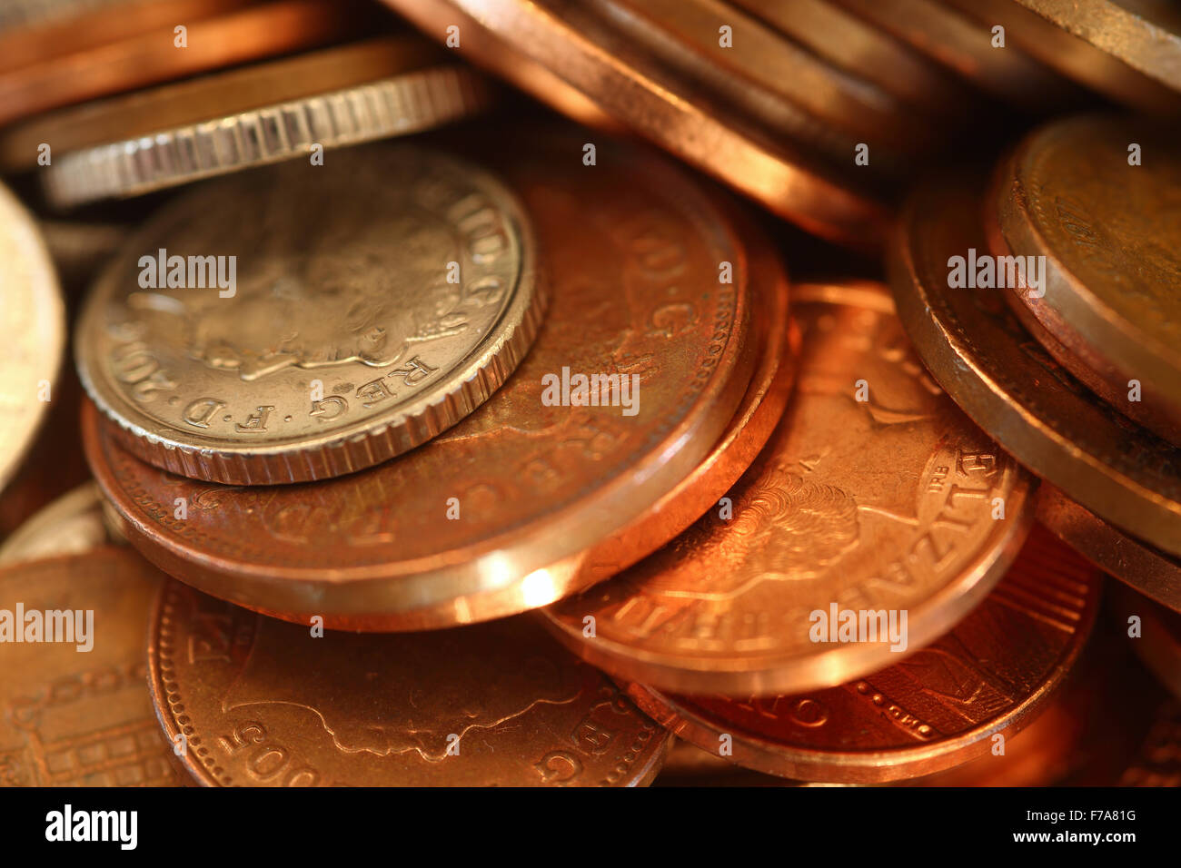 close up of small denomination coins Stock Photo - Alamy