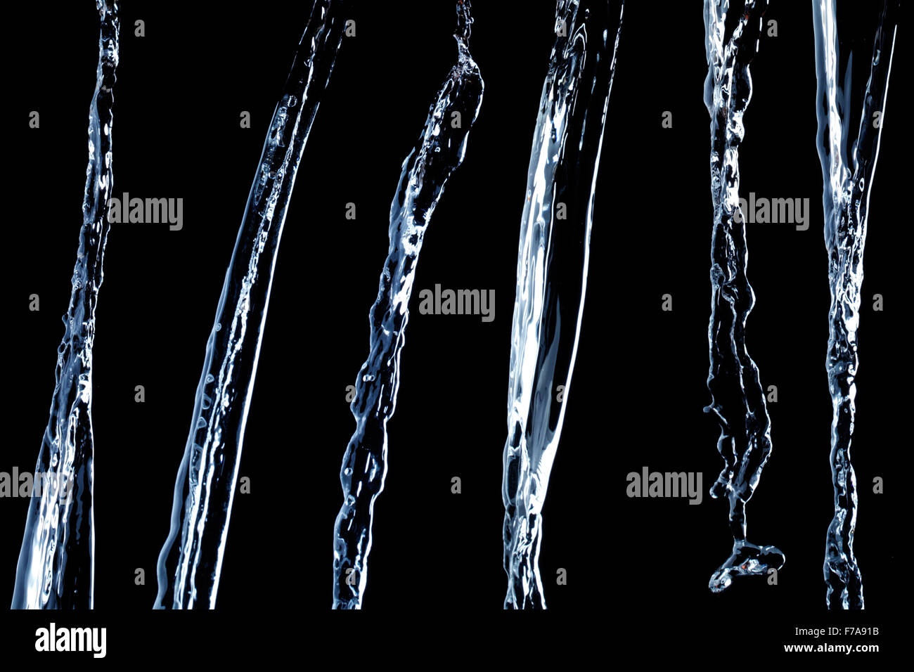 Streaming water flow set isolated on black background Stock Photo - Alamy