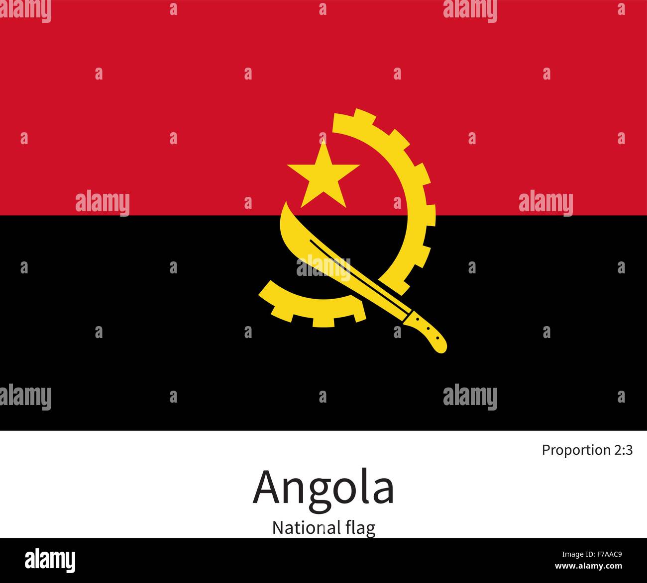 National flag of Angola with correct proportions, element, colors Stock ...
