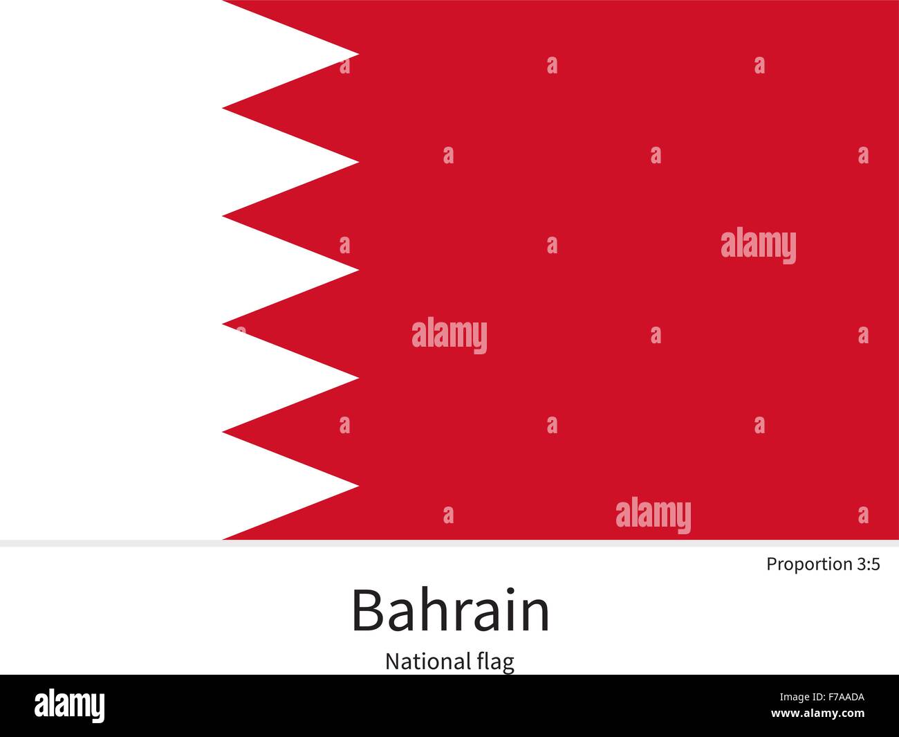 National flag of Bahrain with correct proportions, element, colors ...