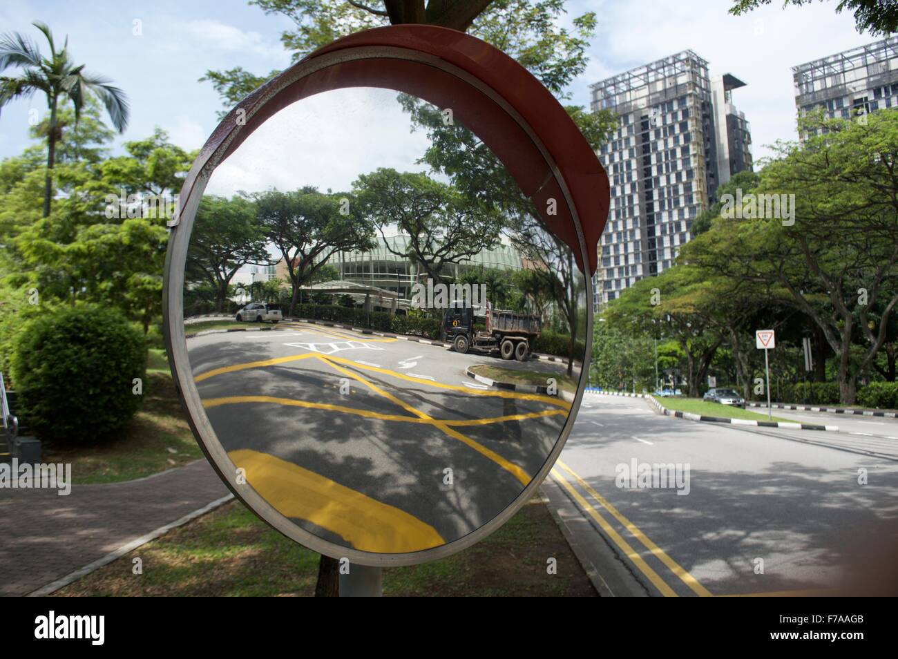 Traffic security and safety convex mirror lens Stock Photo - Alamy