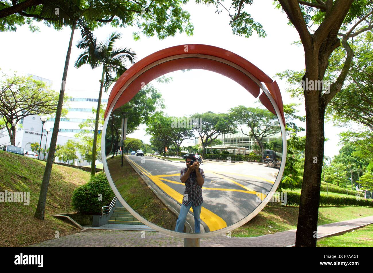 Traffic road mirror Stock Photo - Alamy