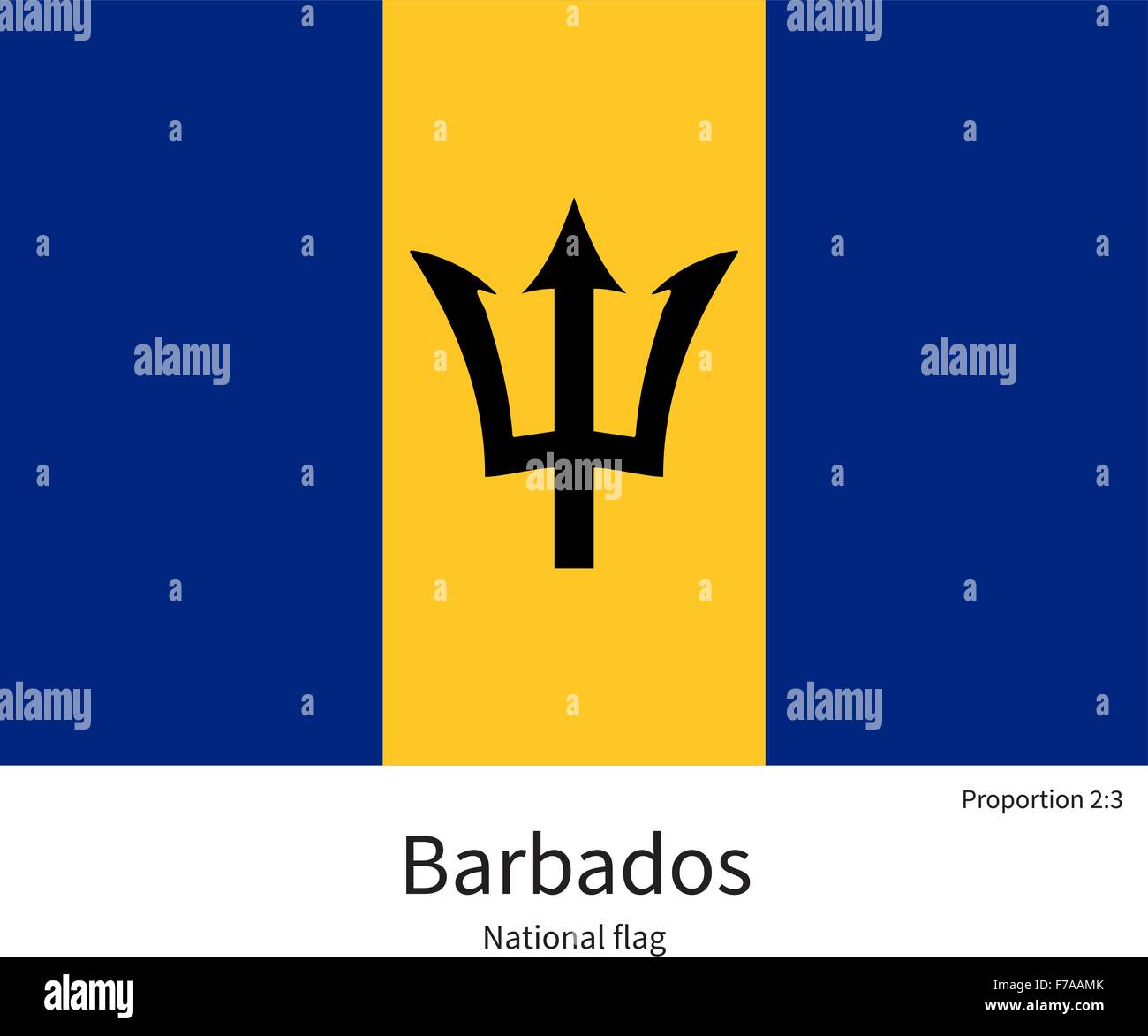 National flag of Barbados with correct proportions, element, colors ...