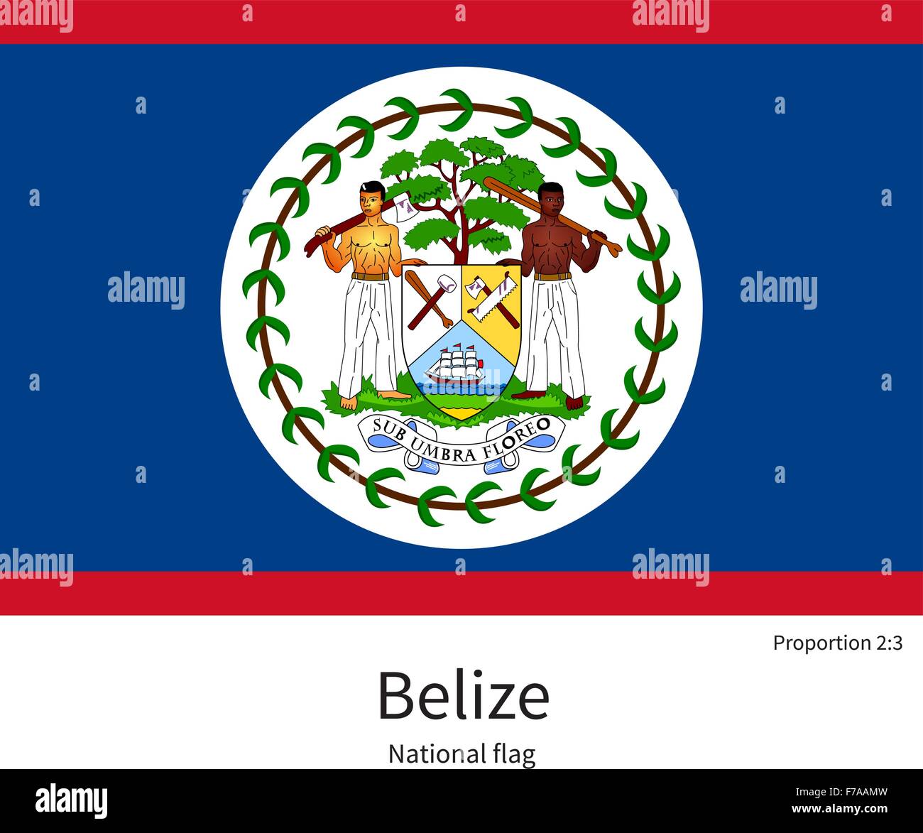 National flag of Belize with correct proportions, element, colors Stock ...