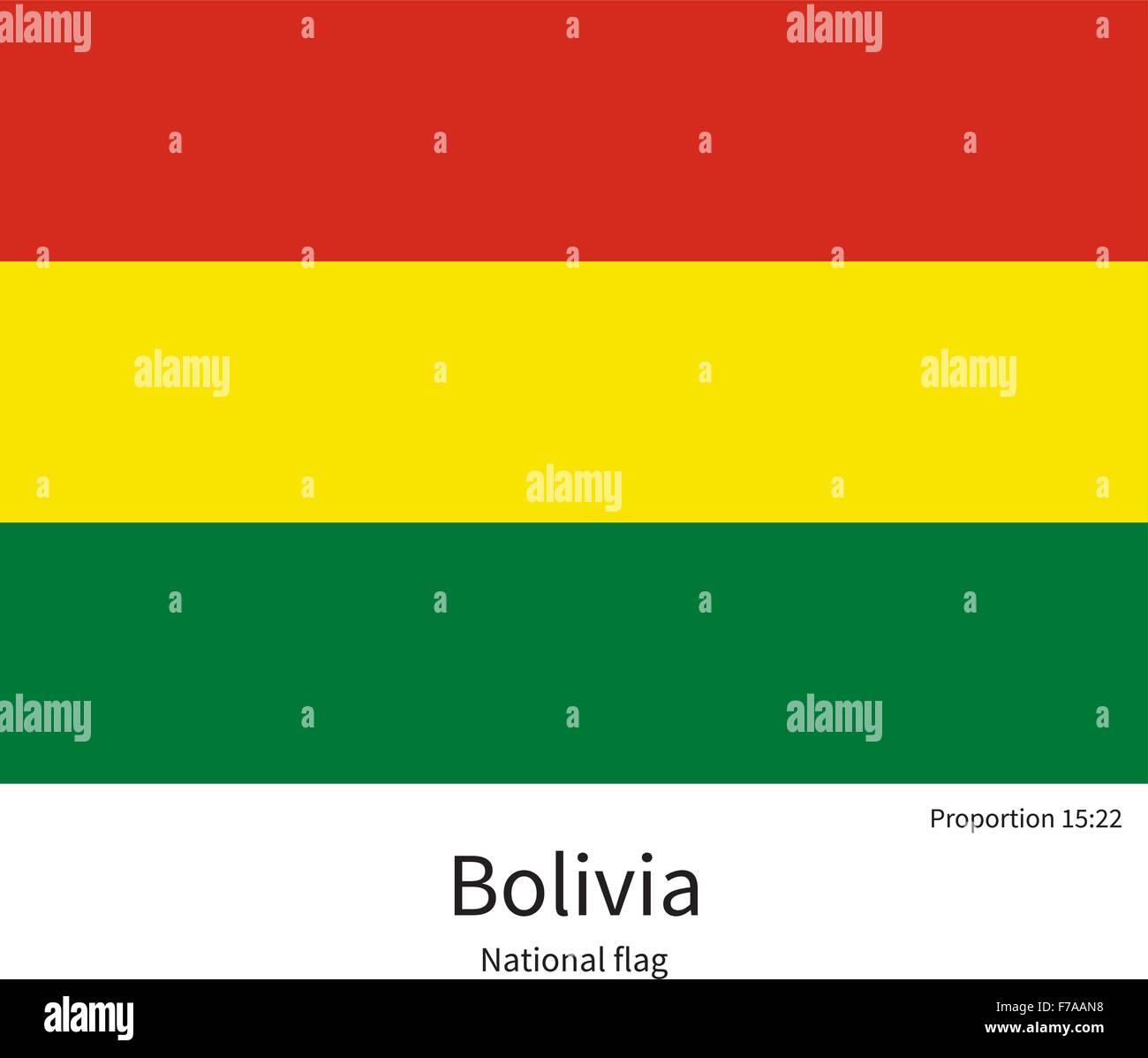 National flag of Bolivia with correct proportions, element, colors ...