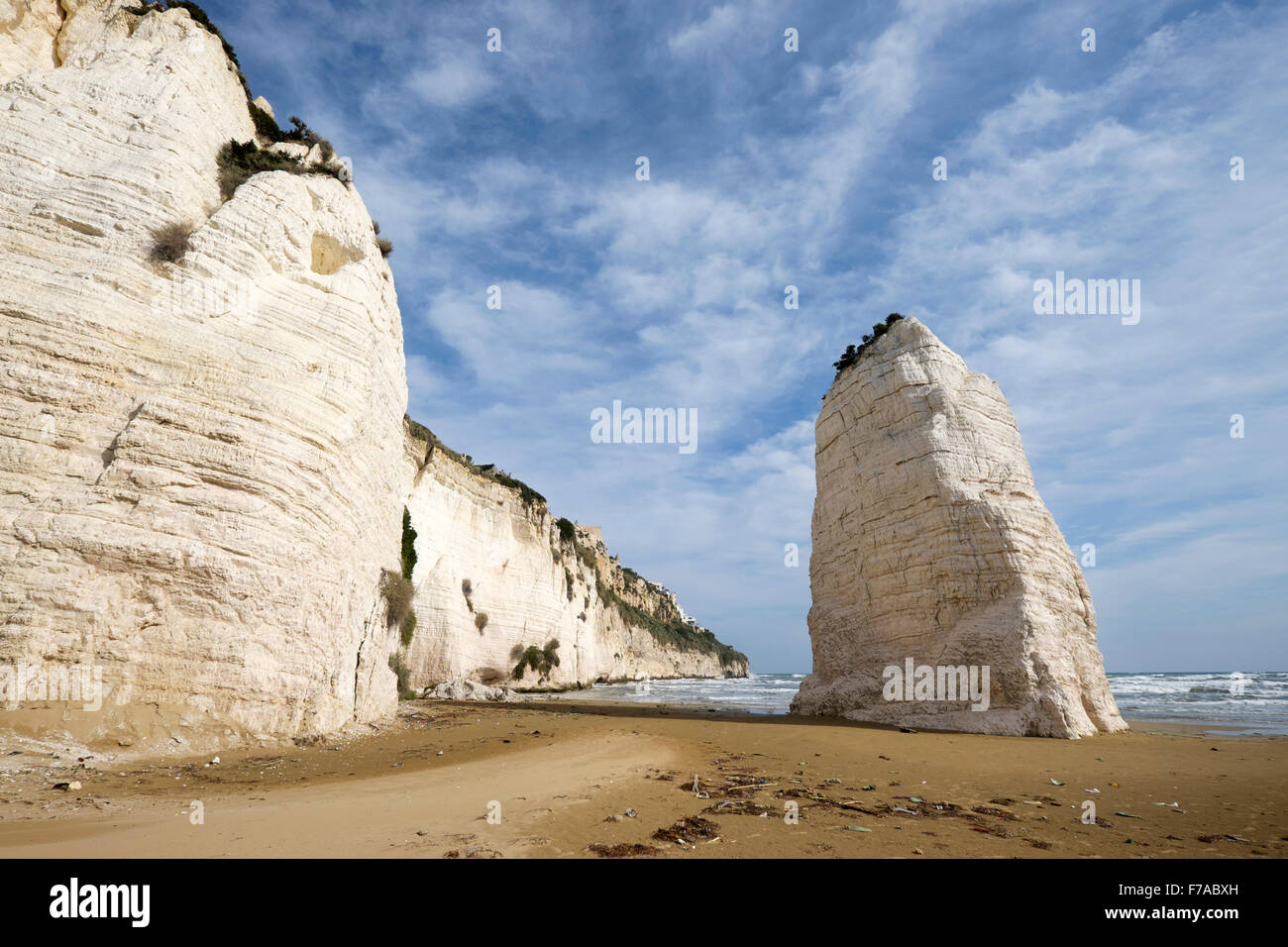 The limestone monolith and Pizzimunno cliff, Vieste, Gargano Peninsula ...