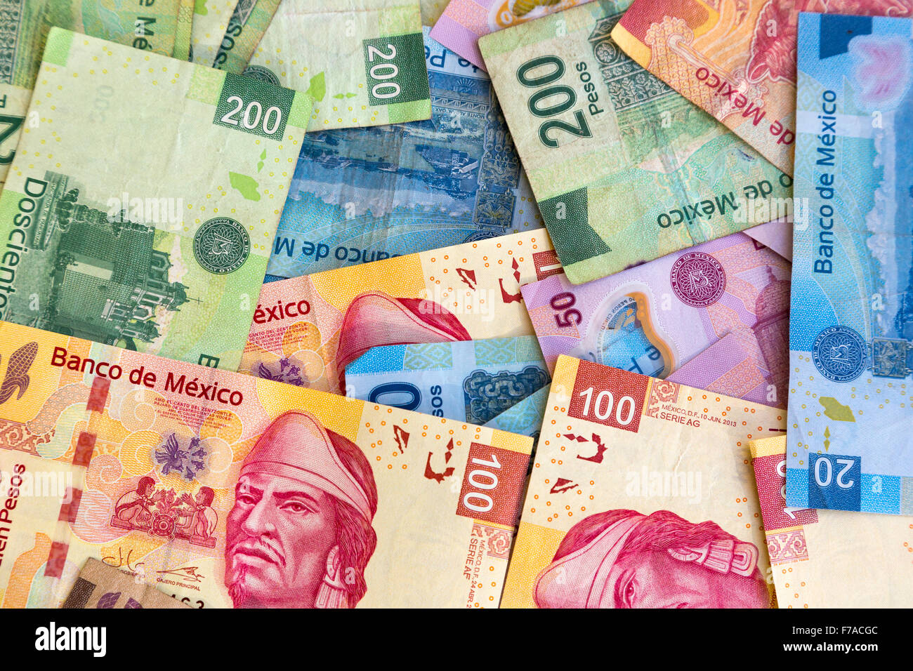 Bank notes of various denominations of Mexican Pesos Stock Photo - Alamy