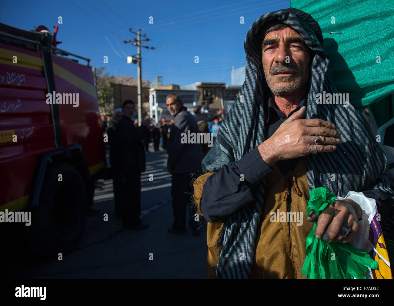 Iranian Shiite Muslim Man With Hand On His Heart During Ashura, The Day ...