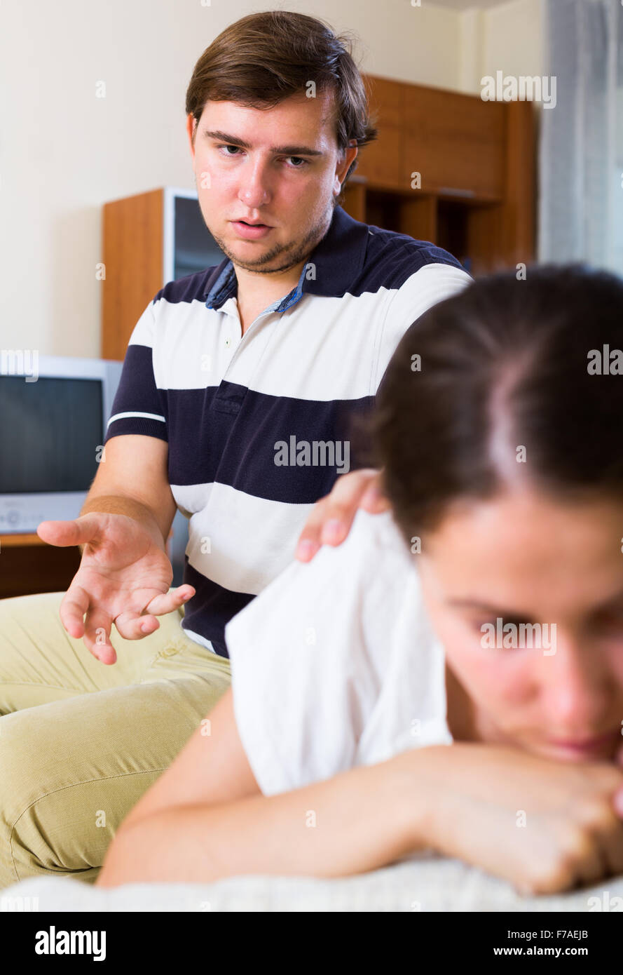 woman and man reconciling after fight at home Stock Photo - Alamy