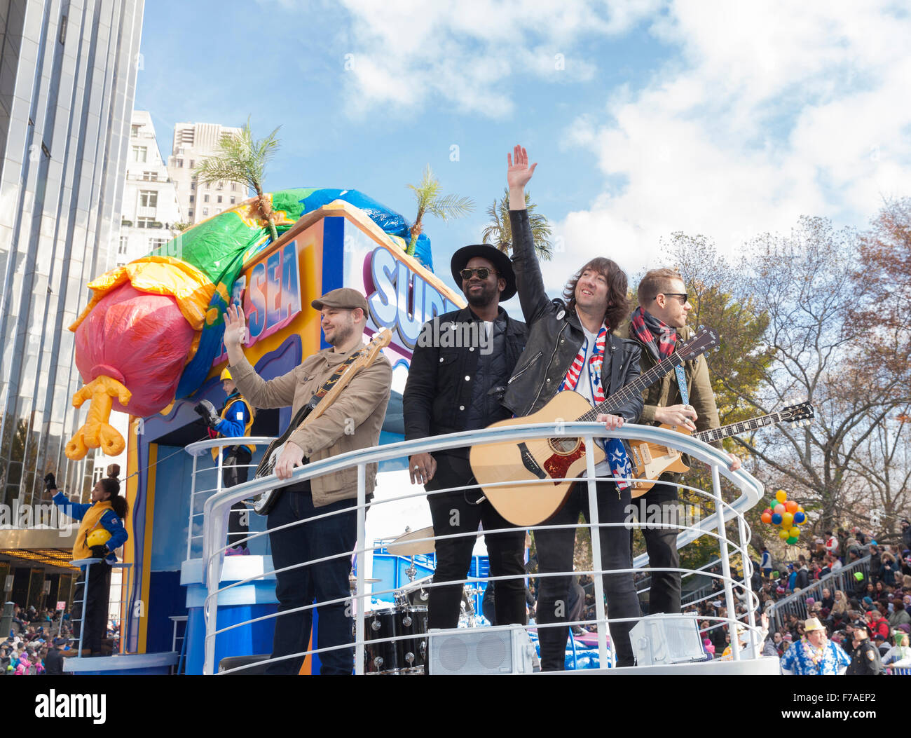 New York, NY USA - November 26, 2015: Plain White T’s rides float at ...