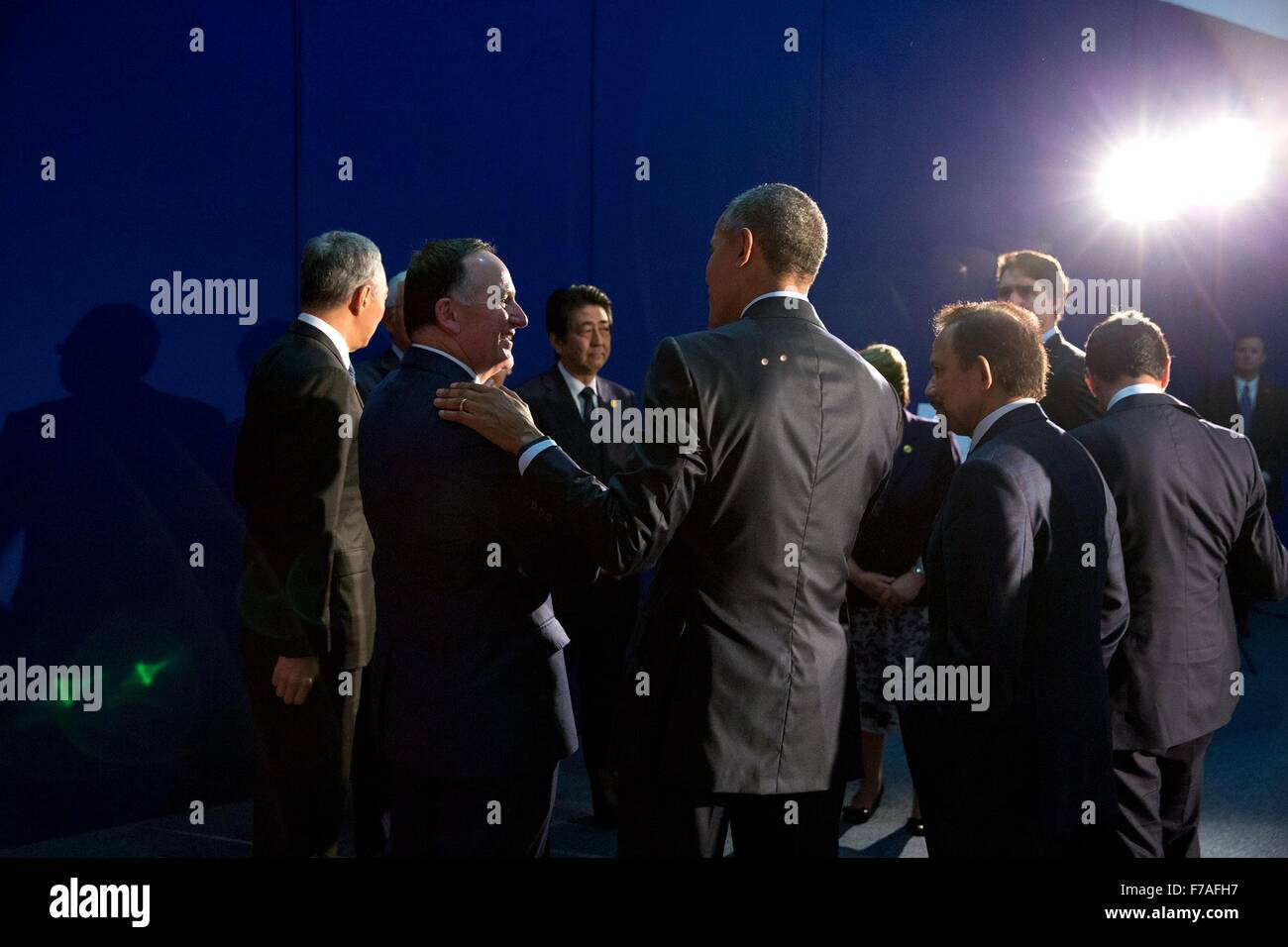 U.S. President Barack Obama talks with New Zealand Prime Minister John ...
