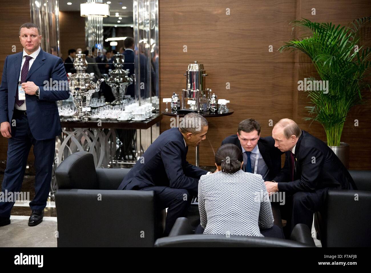 U S President Barack Obama And Russian President Vladimir Putin Hold