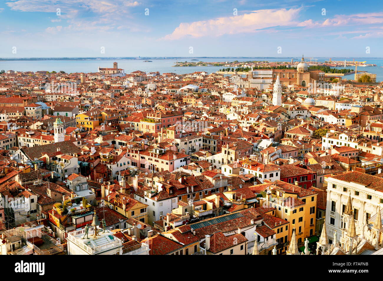 Venice - view from the Campanile Bell Tower of the Canal Fondamenta and ...