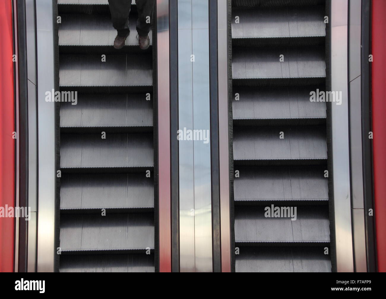 Escalator Two Way Aerial Closeup Detail with Shoes Stock Photo - Alamy
