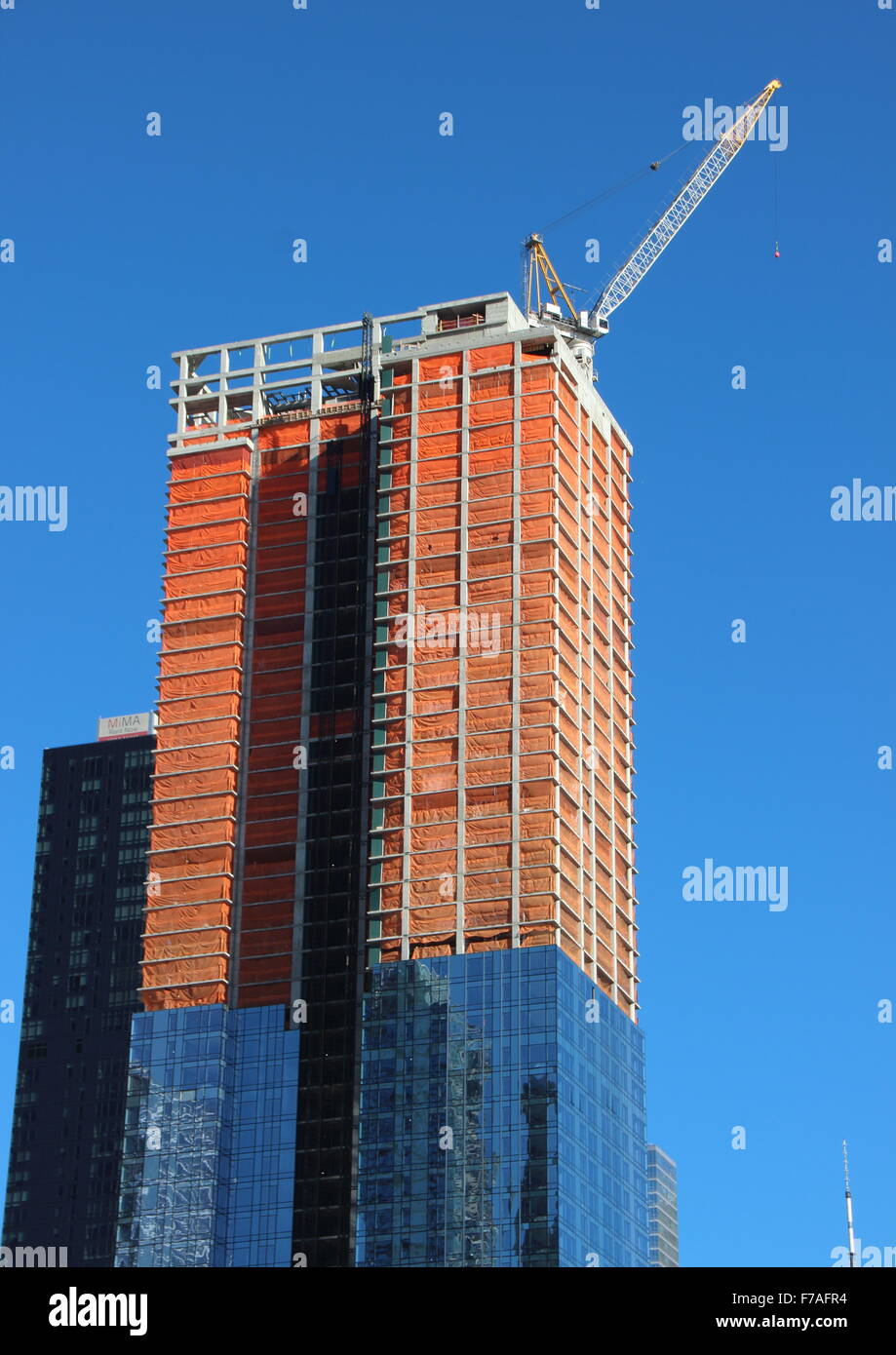 Skyscraper Building Site Half Completed with Crane on Top Stock Photo ...