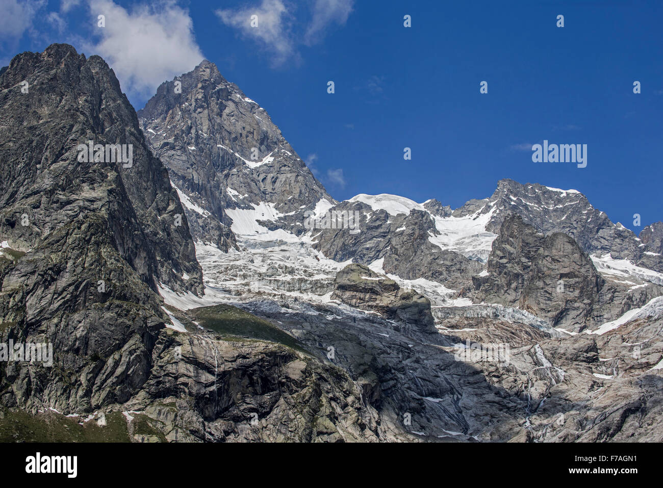 The Mount Blanc seen from the Val Ferret valley, Graian Alps, Italy ...