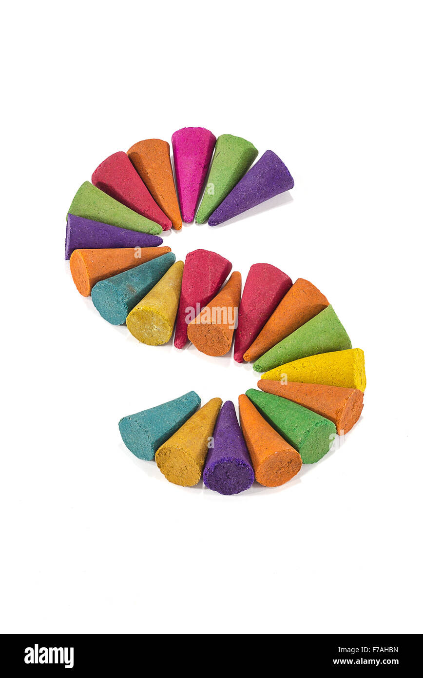 Colorful incense cones with white background Stock Photo - Alamy