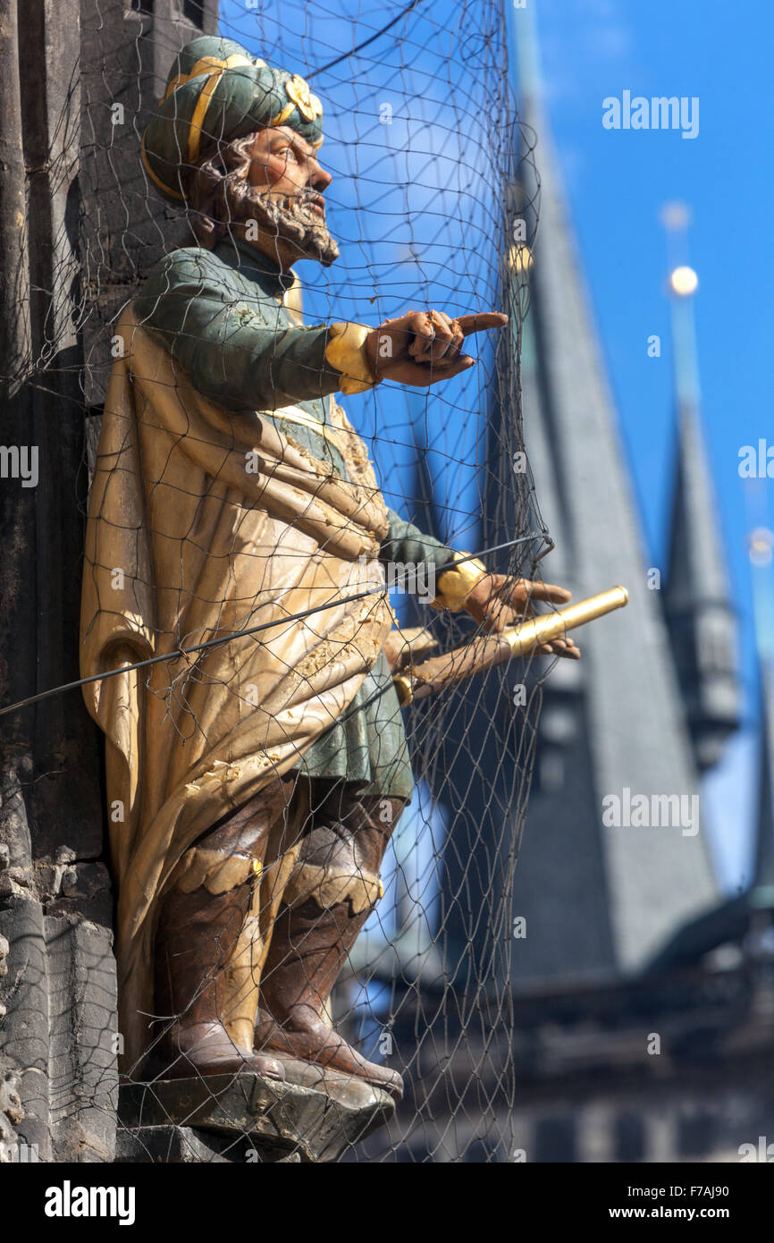 Prague Astronomical Clock figure, a statue of the Astronomer, Prague ...