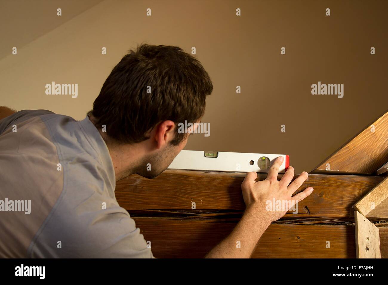 Accurate measurement plane using a spirit level Stock Photo - Alamy