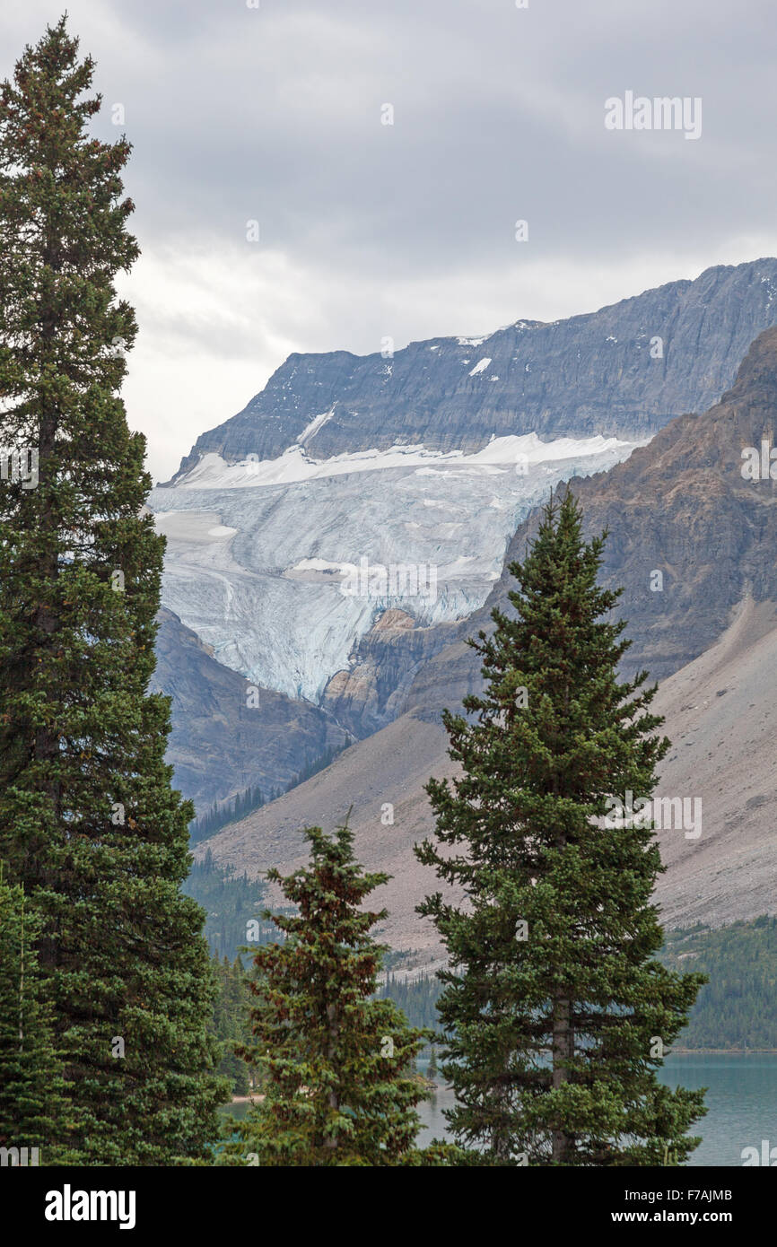 Crowfoot Glacier on Crowfoot Mountain located in Banff National Park ...