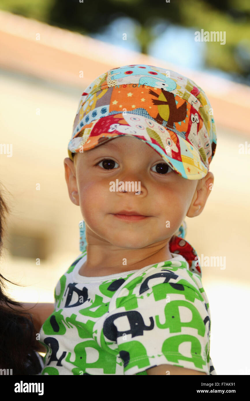 cute little boy in a cap Stock Photo - Alamy