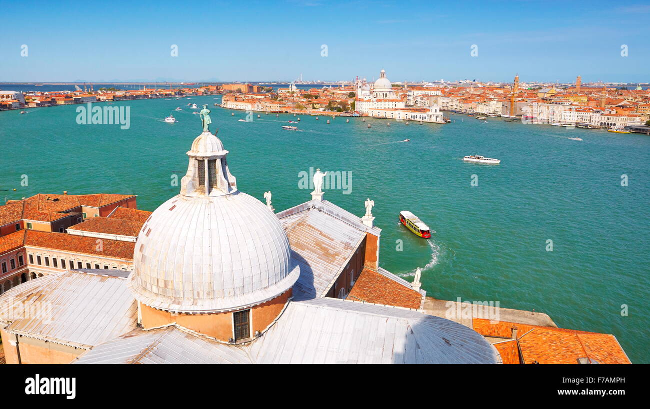 Aerial view of Venice from San Giorgio Maggiore Bell Tower, Venice ...
