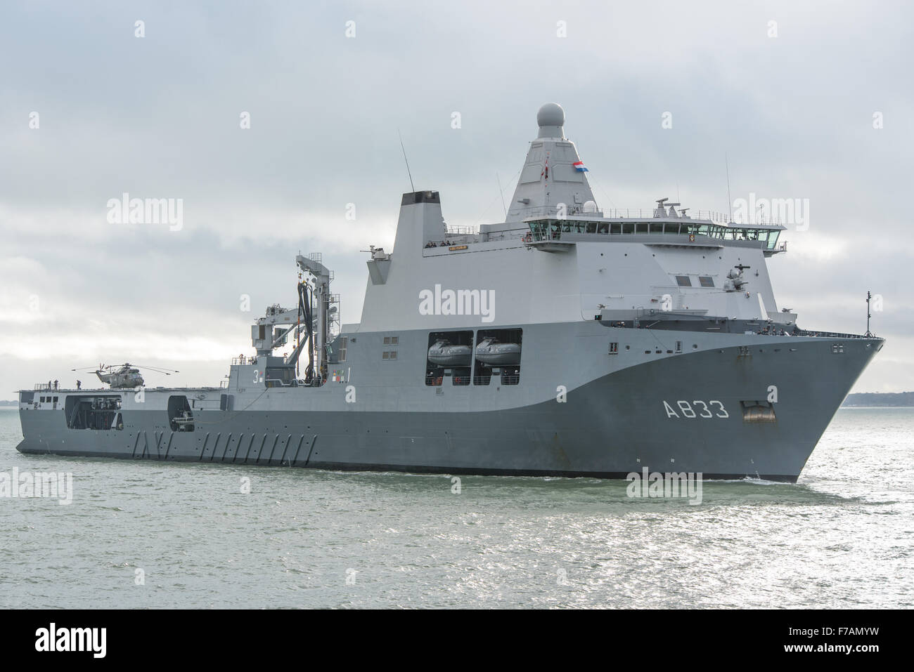 HNLMS Karel Doorman (A833) arriving at Portsmouth, UK Stock Photo - Alamy