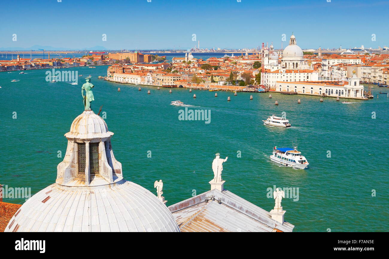 Aerial view of Venice from San Giorgio Maggiore Bell Tower, Venice ...