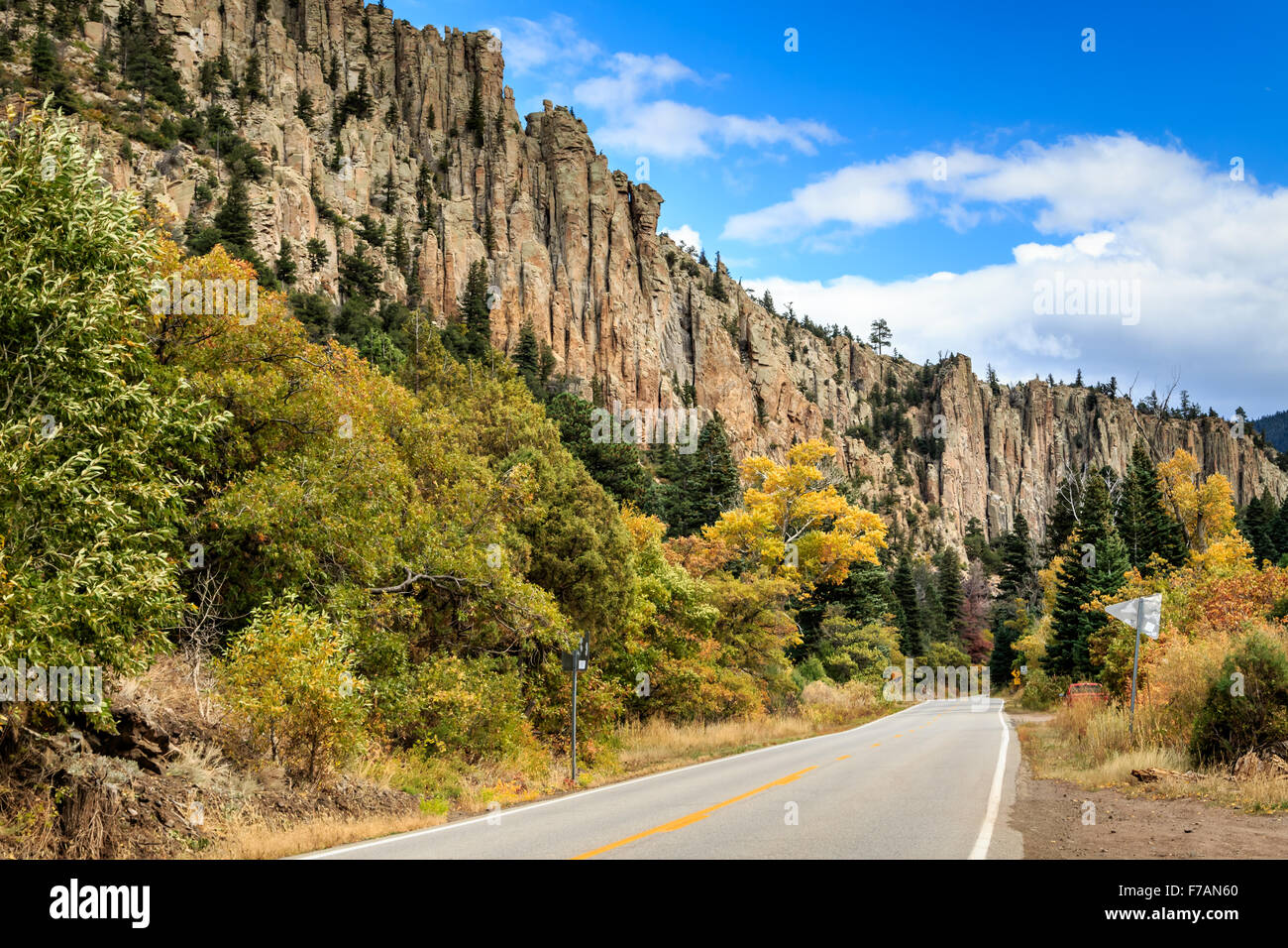 The Palisades area of Cimarron Canyon State Park in fall color Stock ...