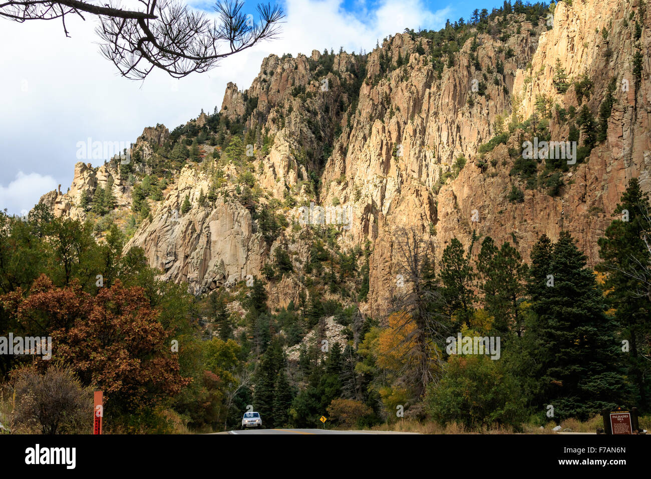 The Palisades area of Cimarron Canyon State Park in fall color Stock ...