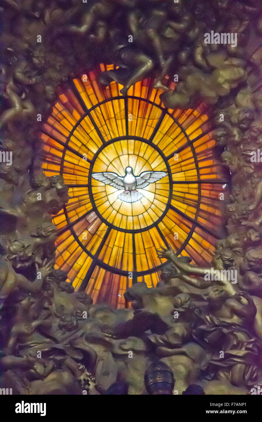 Pictured here is an alabaster window with the dove of the Holy Spirit ...