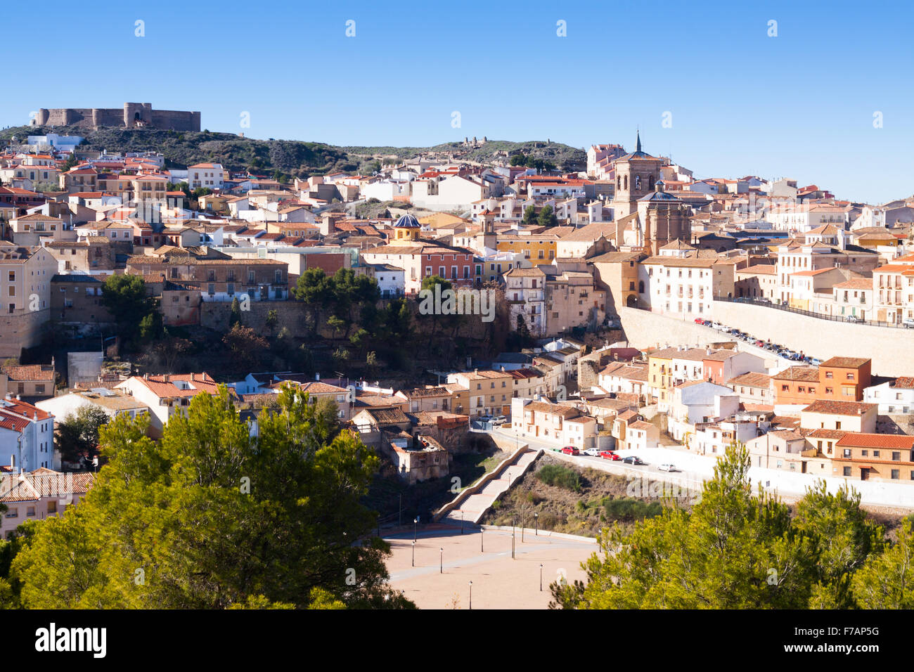 view of Chinchilla de Monte-Aragon from hill. Spain Stock Photo - Alamy
