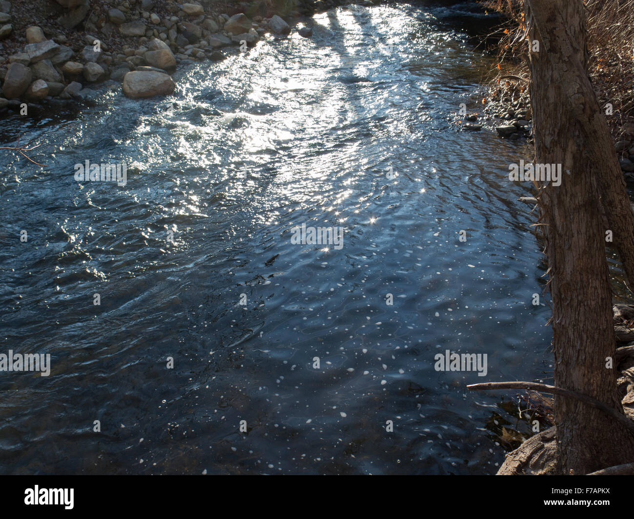 Rushing water in the South branch of the Hoosic River in Massachusetts ...