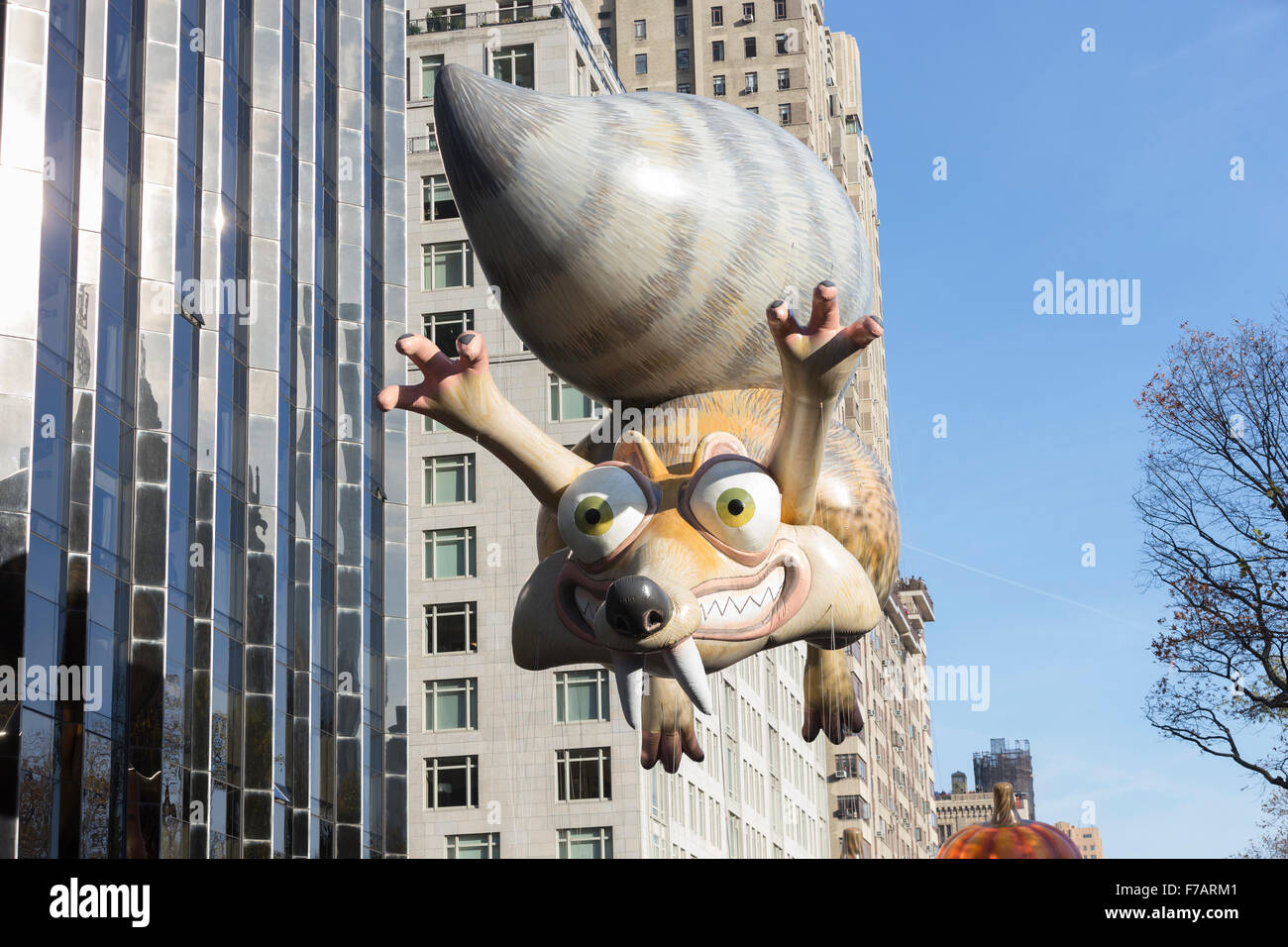 New York, NY USA - November 26, 2015: Giant Ice Age Scrat balloon flown ...
