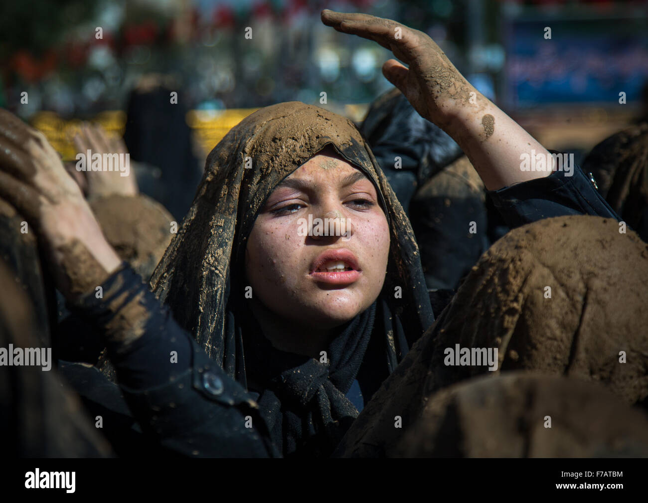 Iranian Shiite Muslim Young Woman Covered In Mud, Chanting And Self ...