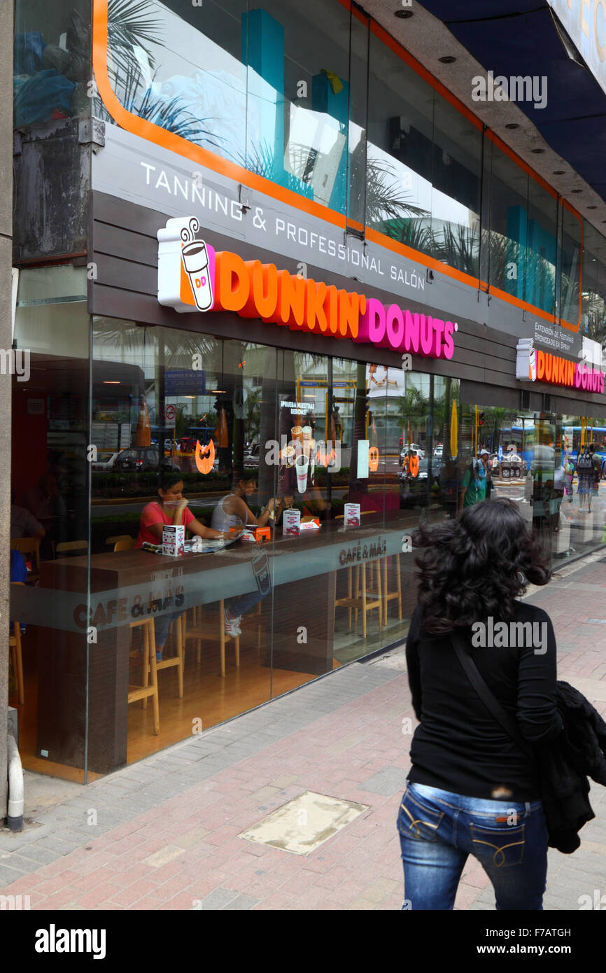 Dunkin' Donuts fast food restaurant, Miraflores, Lima, Peru Stock Photo ...