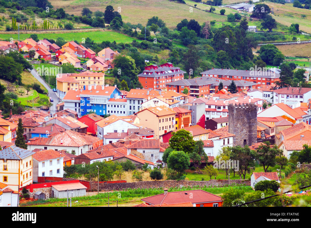 View of Salas with castle. Spain Stock Photo - Alamy