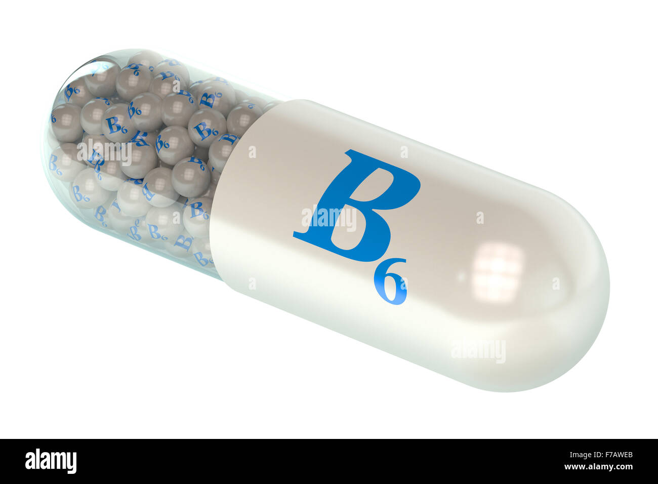 Vitamin capsule B6 isolated on white background Stock Photo - Alamy