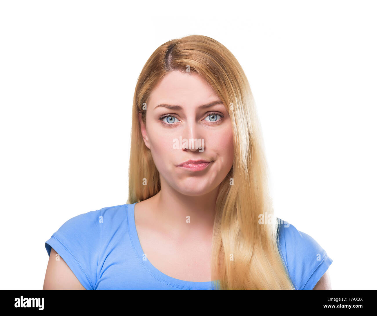 PoBlonde woman making pout Stock Photo - Alamy