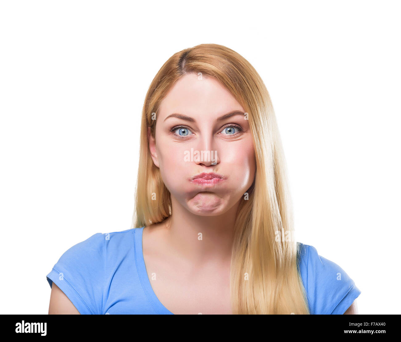 PoBlonde woman making pout Stock Photo - Alamy