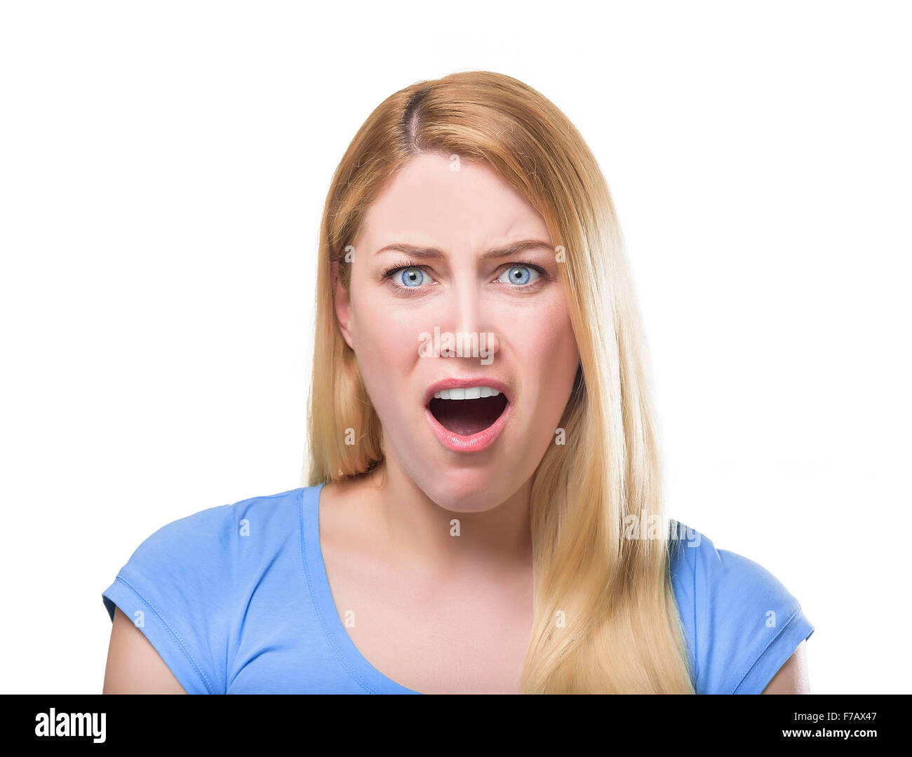 Shocked blonde lady Stock Photo - Alamy