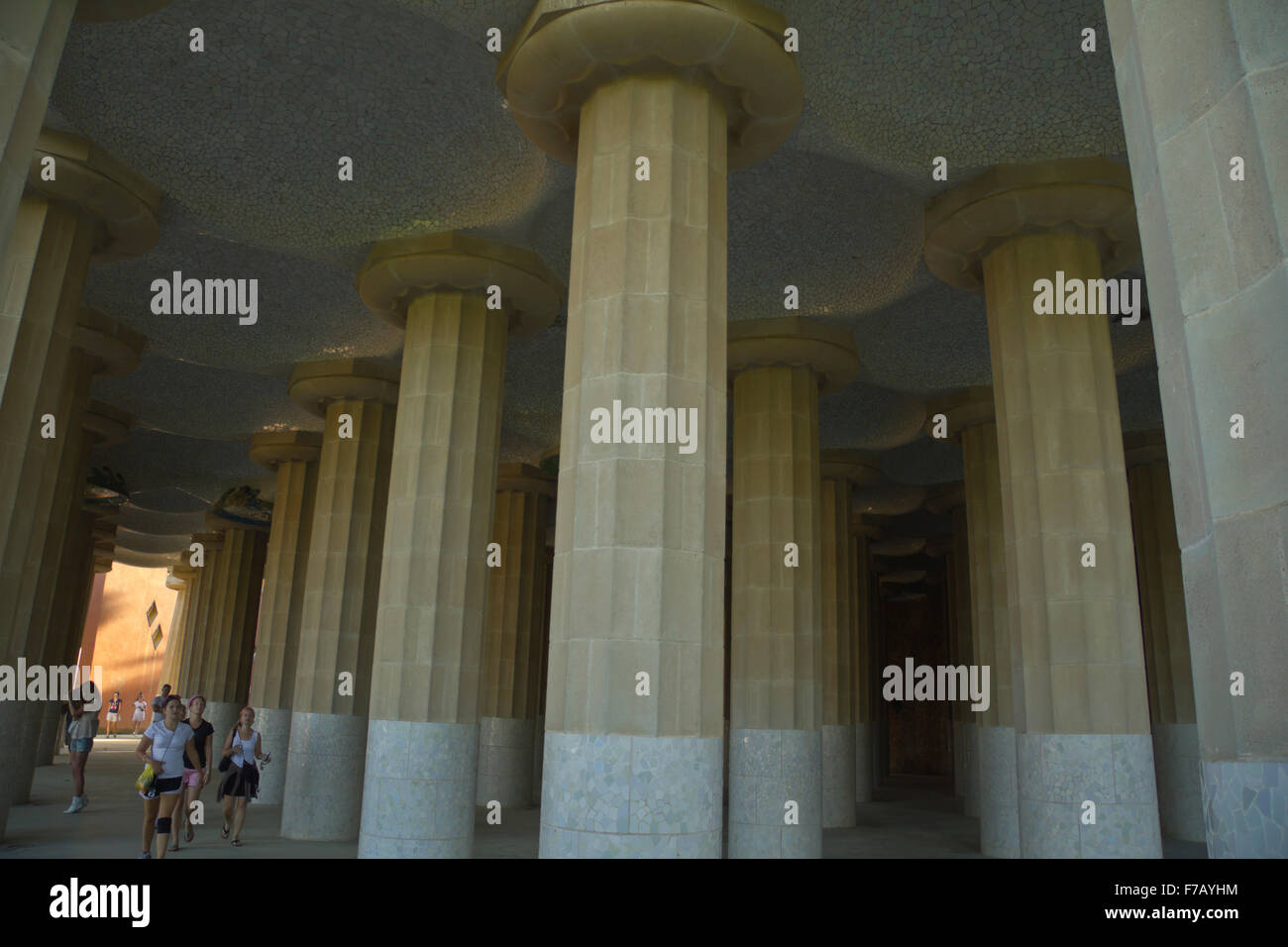 Columns in Parc Guell, Barcelona Stock Photo - Alamy