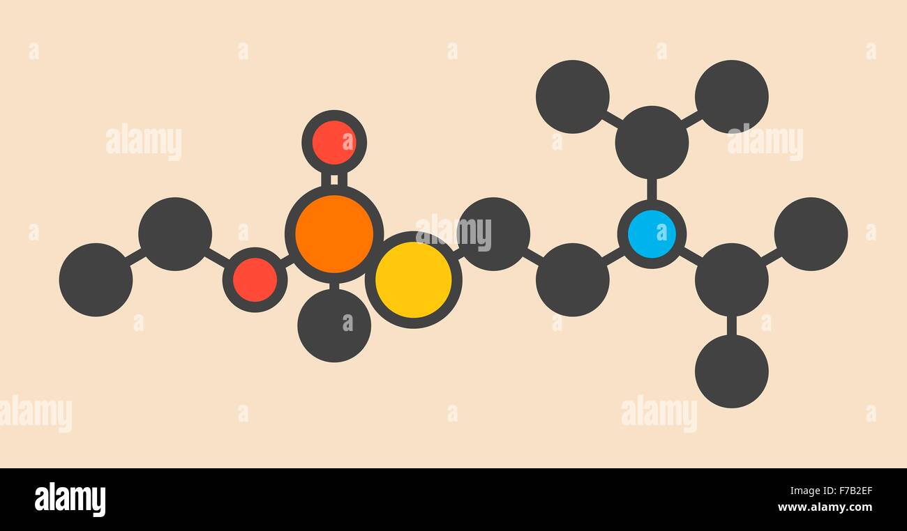 VX nerve agent molecule (chemical weapon). Stylized skeletal formula ...