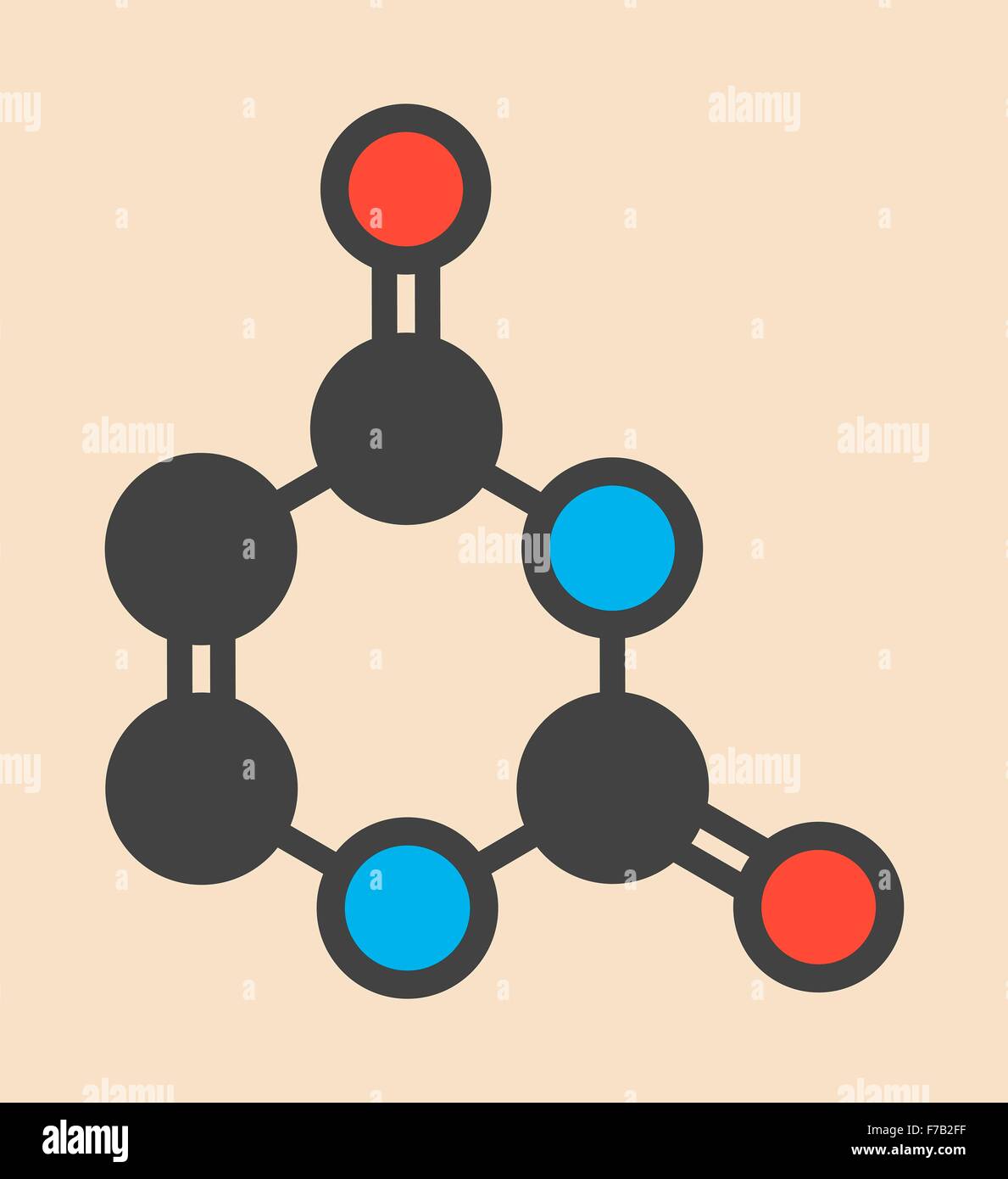 Uracil (U) nucleobase molecule. Present in ribonucleic acid (RNA ...