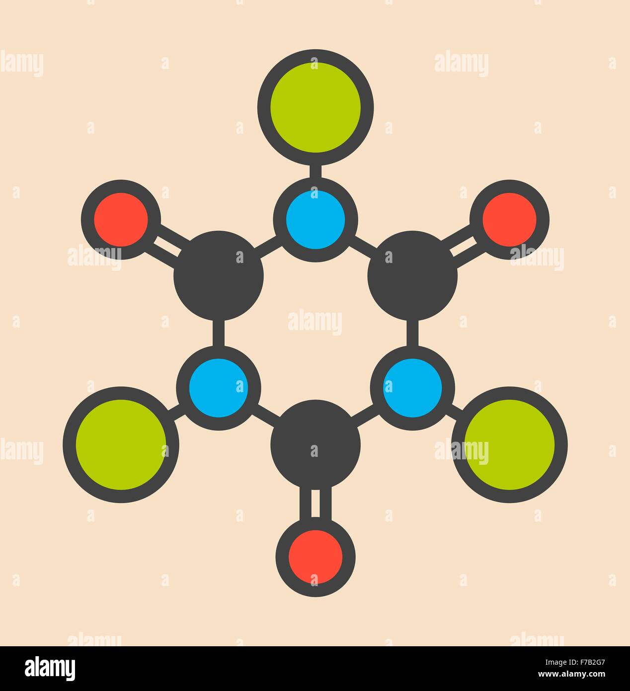 Trichloroisocyanuric acid (TCCA) molecule. Used as swimming pool ...