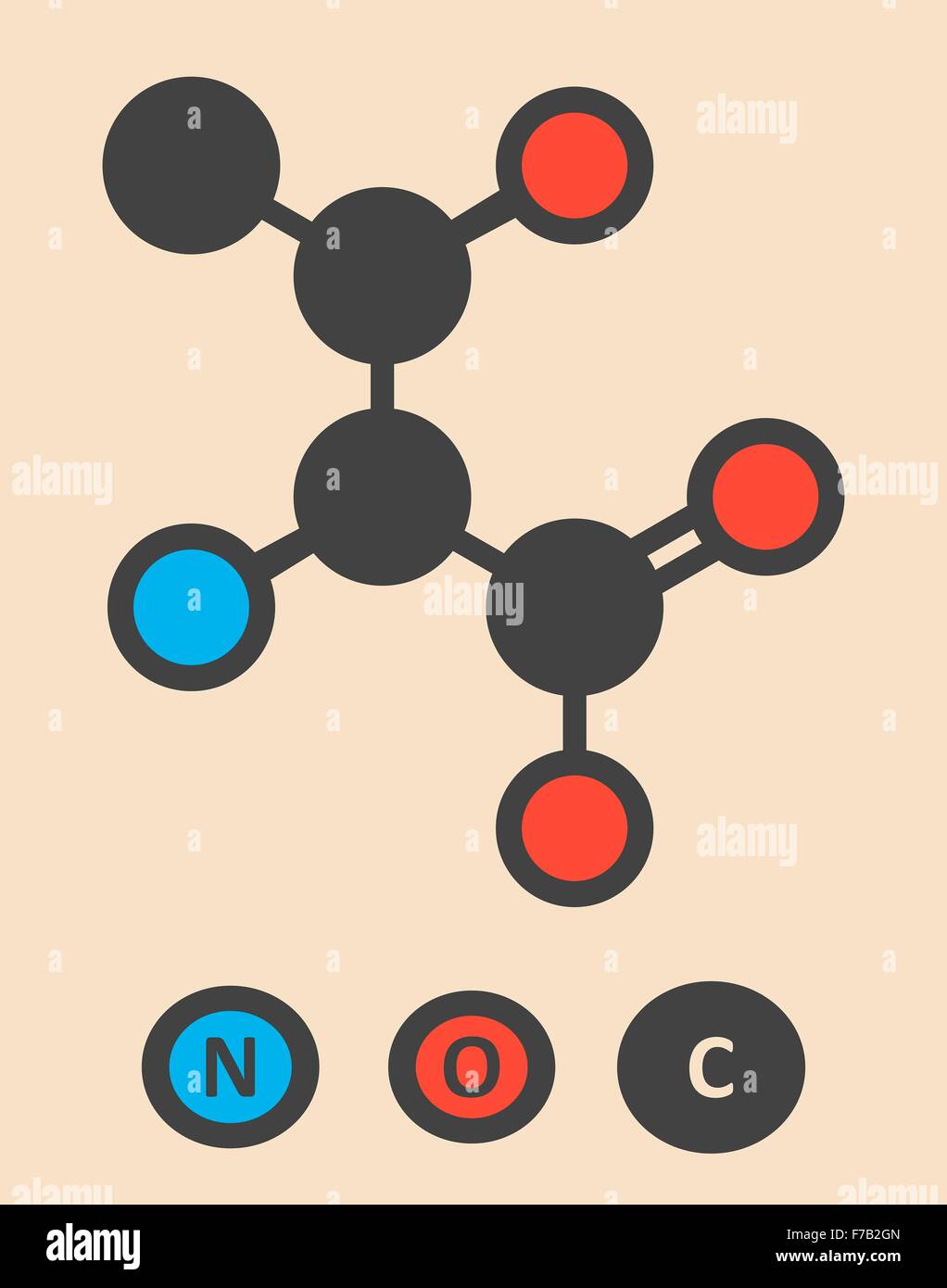 Threonine (l-threonine, Thr, T) amino acid molecule. Stylized skeletal ...