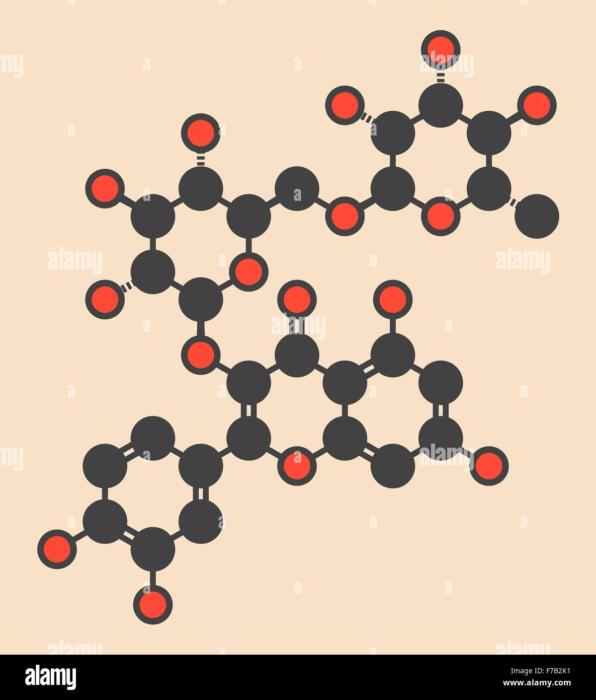 Rutin (rutoside, sophorin) molecule. Herbal glycoside composed of ...
