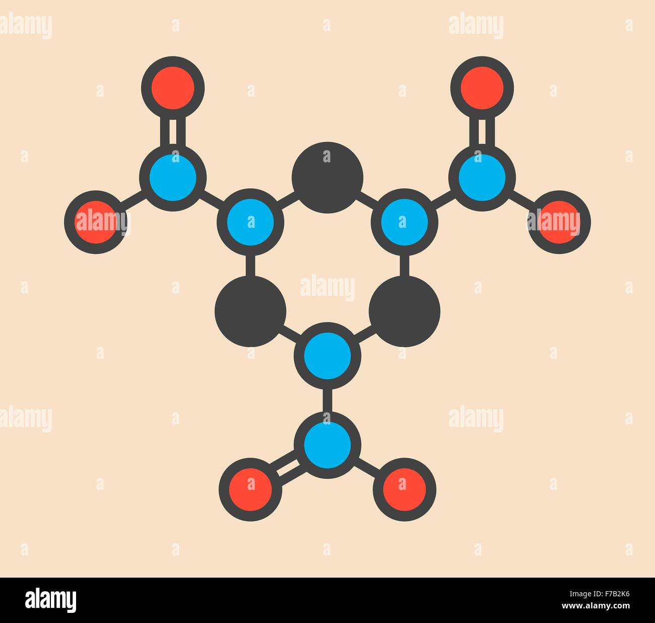 RDX (cyclotrimethylenetrinitramine) explosive molecule. Stylized ...