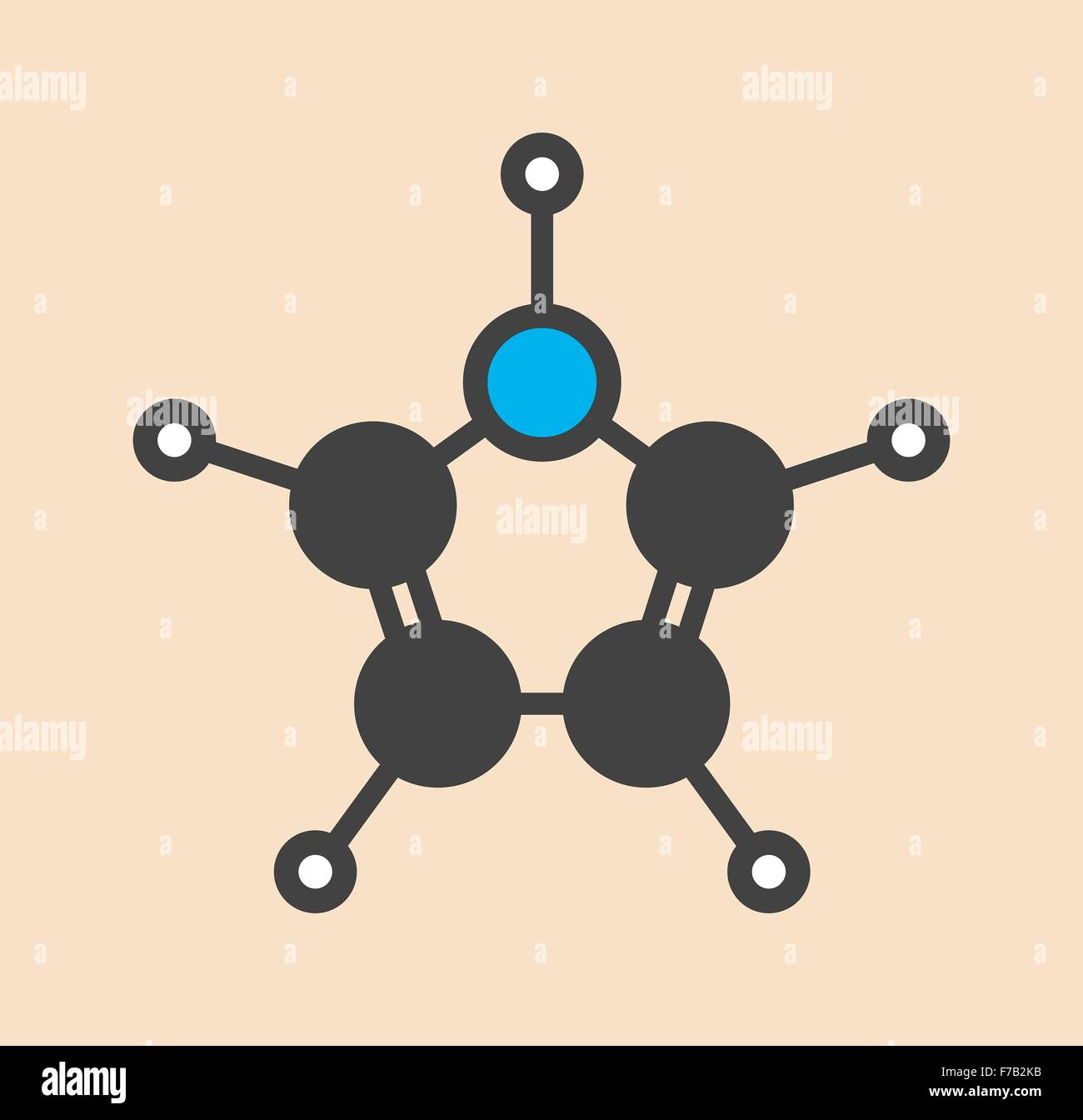 Pyrrole heterocyclic organic molecule. Stylized skeletal formula ...