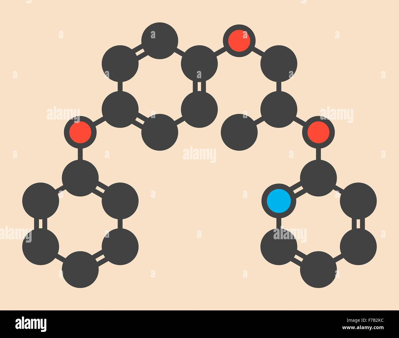 Pyriproxyfen pesticide molecule. Juvenile hormone analogue that ...